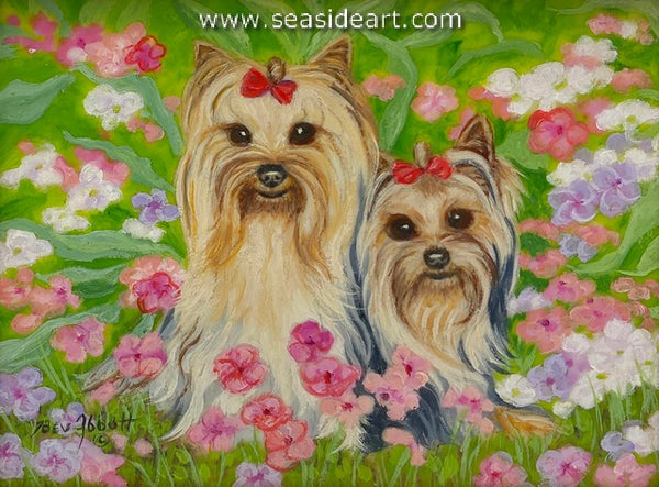 Abbott-Mischief Brewing in the Bed of Flowers - Seaside Art Gallery